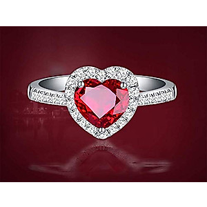 Dungkey Red Ruby Heart Shape Gemstone Sterling 925 Silver Wedding Rings for Women Bridal Fine Jewelry Engagement Bague Accessories (8)
