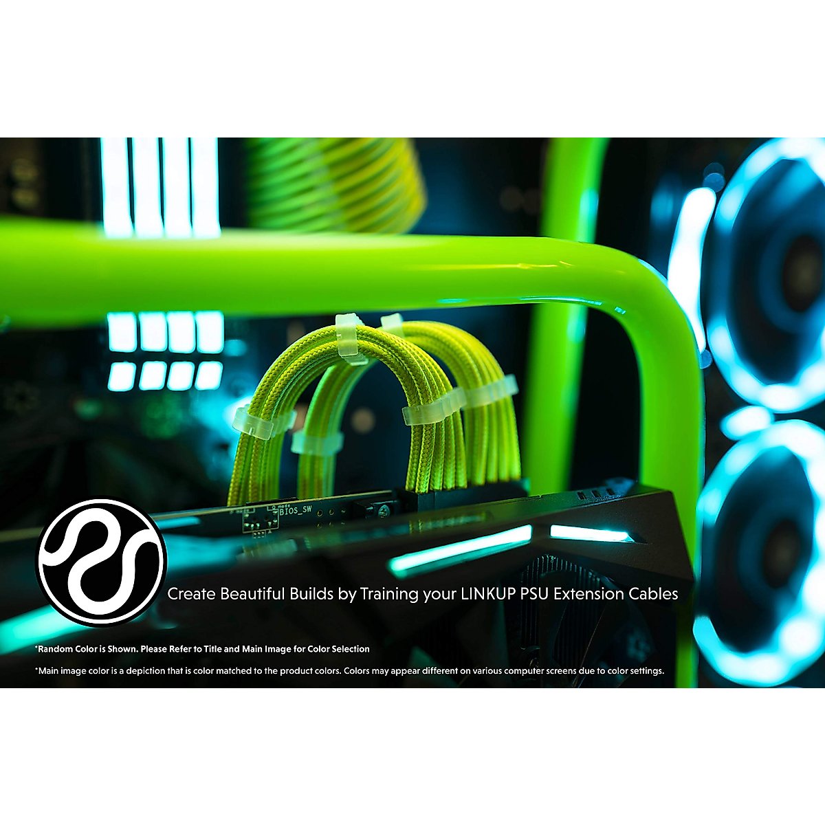 LINKUP - 30cm Super Soft and Flexible PSU Cable Extension Sleeved Custom Mod GPU PC Braided w/Comb Kit┃1 x 24 P (20+4)┃2 x 8 P (4+4) CPU┃2 x 8 P (6+2) GPU Set┃300mm - BlackBlue