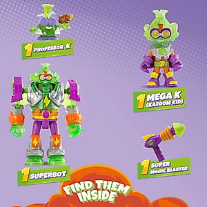 SUPERTHINGS - Mega-K Superbot, Articulated Villain Robot with Combat Accessories, 1 Exclusive Kazoom Kid, Multicoloured, One Size