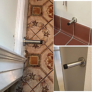 Sumnacon Stainless Steel Door Stopper with Sound Dampening Rubber Bumper - 10 pcs Wall Mount Door Stop, Contemporary Safety Door Holder with Hardware Screws, Brushed Finish, 3.5 Inch in Height