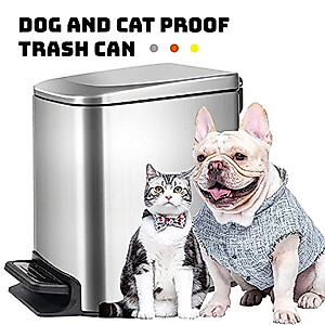 JACY&Co Small Bathroom Trash Can with Lid Soft Close, 6 Liter / 1.6 Gallon Stainless Steel Garbage Can with Removable Inner Wastebasket, Anti-Fingerprint Finish(Silver)