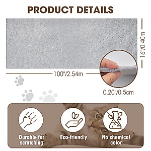 Cat Scratching Mat, 100"x16" Self-Adhesive Carpet Mat Trimmable Replacement for Cat Tree, Cat Wall Shelves, Cat Scratching Post, TanoFalo DIY Couch Furniture Protector (Light Gray)