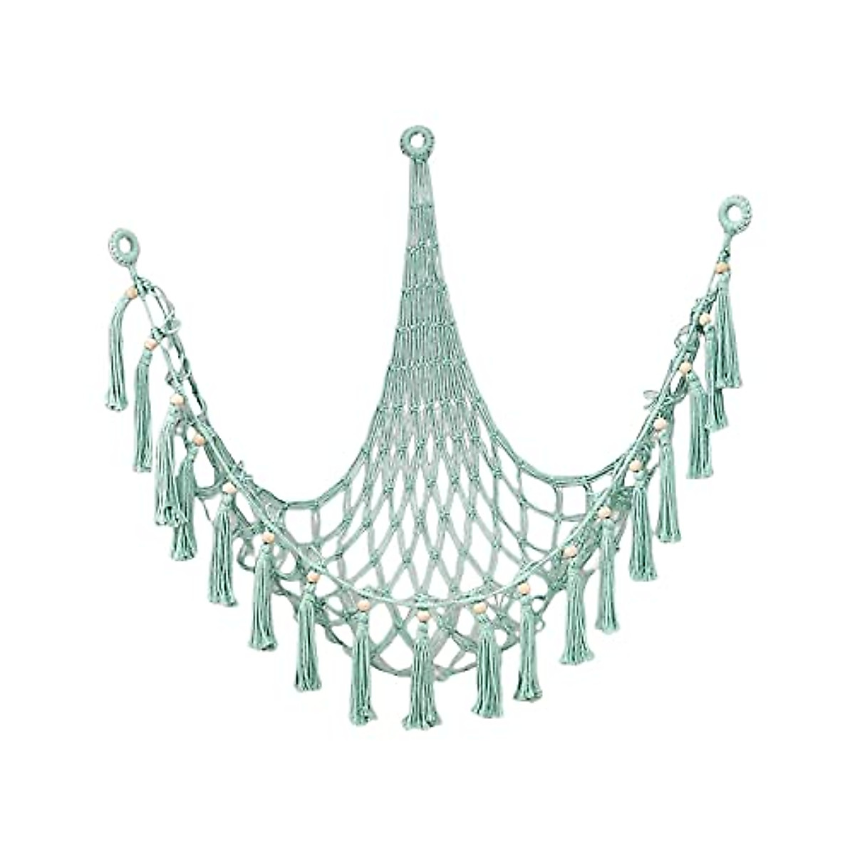 Colcolo Stuffed Animal Hammock Plush Net Toy Macrame Wall Mounted Toy Holder Corner Netting Hanging Organizer for Nursery Bedroom Children, Green