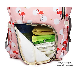 Starte Diaper Bag for Mom/Dad,Flamingo Bag for Women Waterproof Travel Backpack,Spacious Tote Shoulder Bag Organizer,Pink
