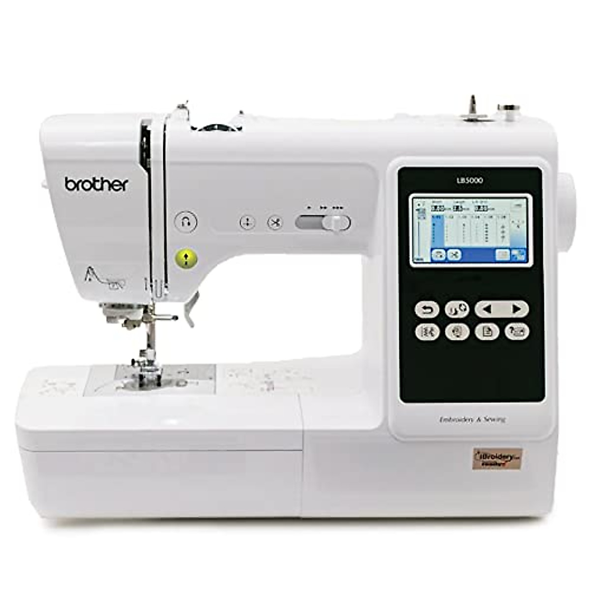 Brother LB5000 Sewing and Embroidery Machine, 80 Built-in Designs, 103 Built-in Stitches, Computerized, 4" x 4" Hoop Area, 3.7" LCD Touchscreen Display, 7 Included Feet