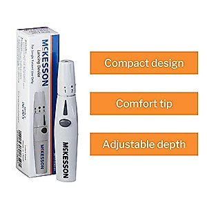 McKesson Lancing Device, Adjustable Depth Lancet, Push Button Activation, Multiple Depth Settings, 1 Count, 1 Pack