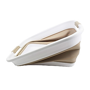 SAMMART 36L (9.5 gallon) Collapsible Plastic Laundry Basket - Foldable Pop Up Storage Container/Organizer - Portable Washing Tub - Space Saving Hamper/Basket (White/Latte (Set of 2))