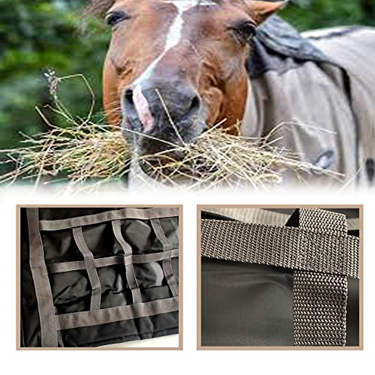 Slow Feeder Hay Bag - Hay Storage Net for Horse Donkey Goat, Adjustable, Super Tough to Reduces Waste (2 PCS)