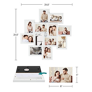 SONGMICS 4x6 Collage Picture Frames, 12-Pack Picture Frames Collage for Wall Decor, White Photo Collage Frame, Multi Picture Frame Set with Glass Front, Assembly Required