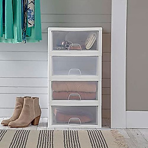 Sterilite 27 Quart (4 Pack) and 16 Quart (6 Pack) Stackable Clear Plastic Storage Drawer Containers for Home and Office Organization, White