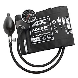 ADC 720-11ABK Diagnostix Model 720 Premium Professional Pocket Aneroid Sphygmomanometer with Adcuff Nylon Blood Pressure Cuff, Adult, Black