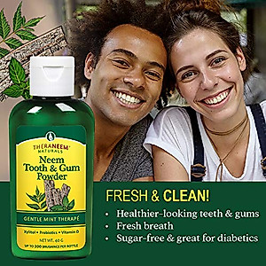TheraNeem Tooth and Gum Powder | Supports Healthy Teeth and Gums with Probiotics, Vitamin D | Mint, 40 Grams, 200 Uses