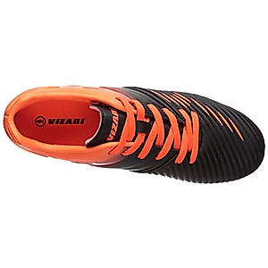 Vizari Liga FG Soccer Shoes for Kids, Firm Ground Outdoor Soccer Shoes for Kids (8, Black/Orange)
