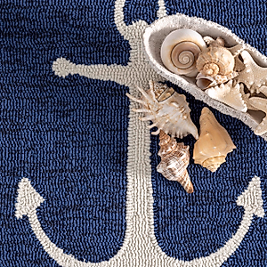 nuLOOM Hand Hooked Despina Indoor/ Outdoor Runner Rug, 2' 6" x 6', Navy