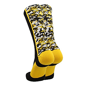 TCK Digital Camo Crew Socks (Black/Gold, Small)