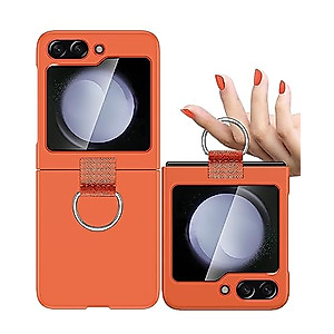 AICase for Samsung Galaxy Z Flip 5 Case with Ring, Protective Slim Thin Fit Women Girl Cute Phone Case for Samsung Galaxy Z Flip 5 5g, Orange
