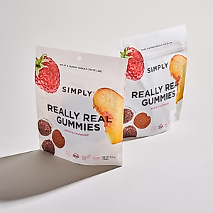 Simply Really Real Gummies | Made with Real Fruit | Peach and Raspberry | 5.3 oz (Pack of 2) | No Cane Sugar + Gluten Free + Kosher