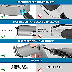 PRITECH Hair Trimmer for Men, Rechargeable Hair Clippers, Beard Trimmer, Home Haircut Kit, Cordless Barber Grooming Sets, Waterproof Body Trimmer, Groin Hair Trimmer, Nebula Gray