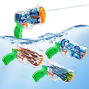 X-Shot Water Fast-Fill Skins Nano (4 Pack) by ZURU Refresh Watergun, XShot Water Toys, 4 Blasters Total, Fills with Water in just 1 Second! (Hydra, Waves, White Flame, Emerald Flame)