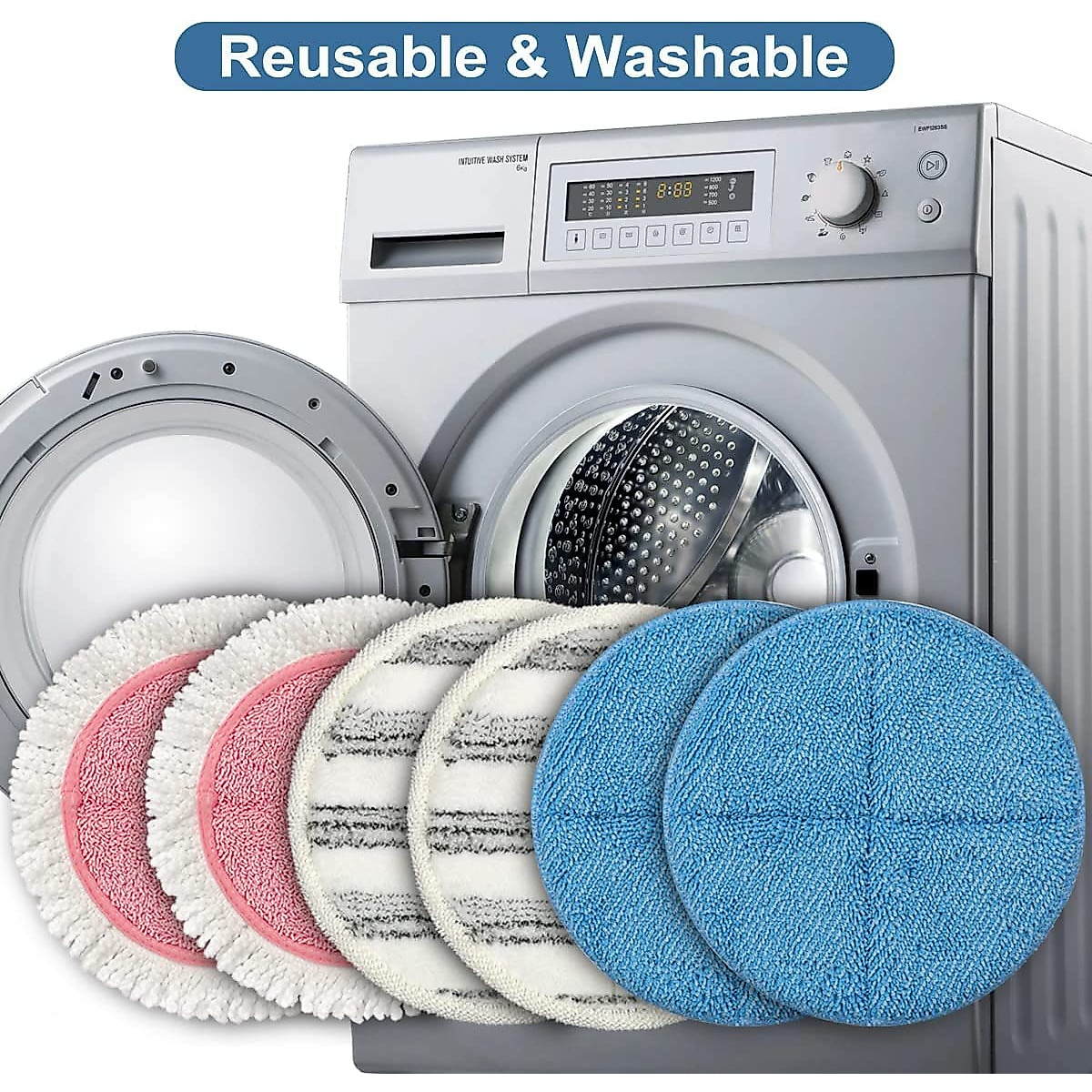 BIUBLE Cordless Electric Mop, Dual Spin Mops for Floor Cleaning, LED Headlight / Stand-Free / Water Sprayer, Rechargeable Scrubber Cleaner Mops with 300ML Water Tank for Multi Floors, Self-Propelled