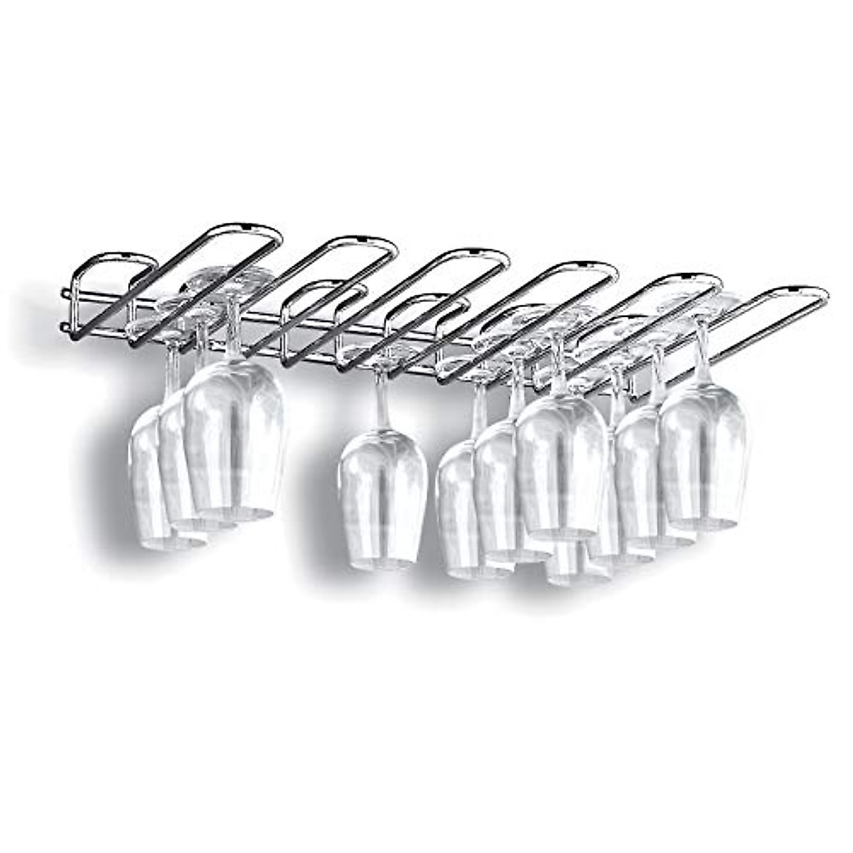 BelleVie Wall Mounted Glass Rack, Stainless Steel, L 12 1/2" x W 17 3/4" x H 2 1/8" x 1" channel spacing"