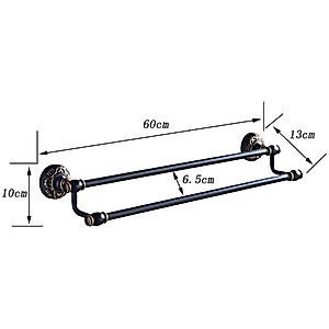 YXCNP Bathroom Double Bar Towel Holder, Wall Mounted Aluminum Bath Towel Rod Home Storage Kitchen Towel Rack Bath Towel Holder/Black