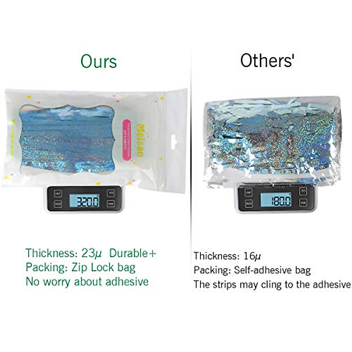 Foil Fringe Curtains Party Decorations - Melsan 3 Pack 3.2 x 8.2 ft Tinsel Curtain Party Photo Backdrop for Birthday Party Baby Shower or Graduation Decorations Light Blue