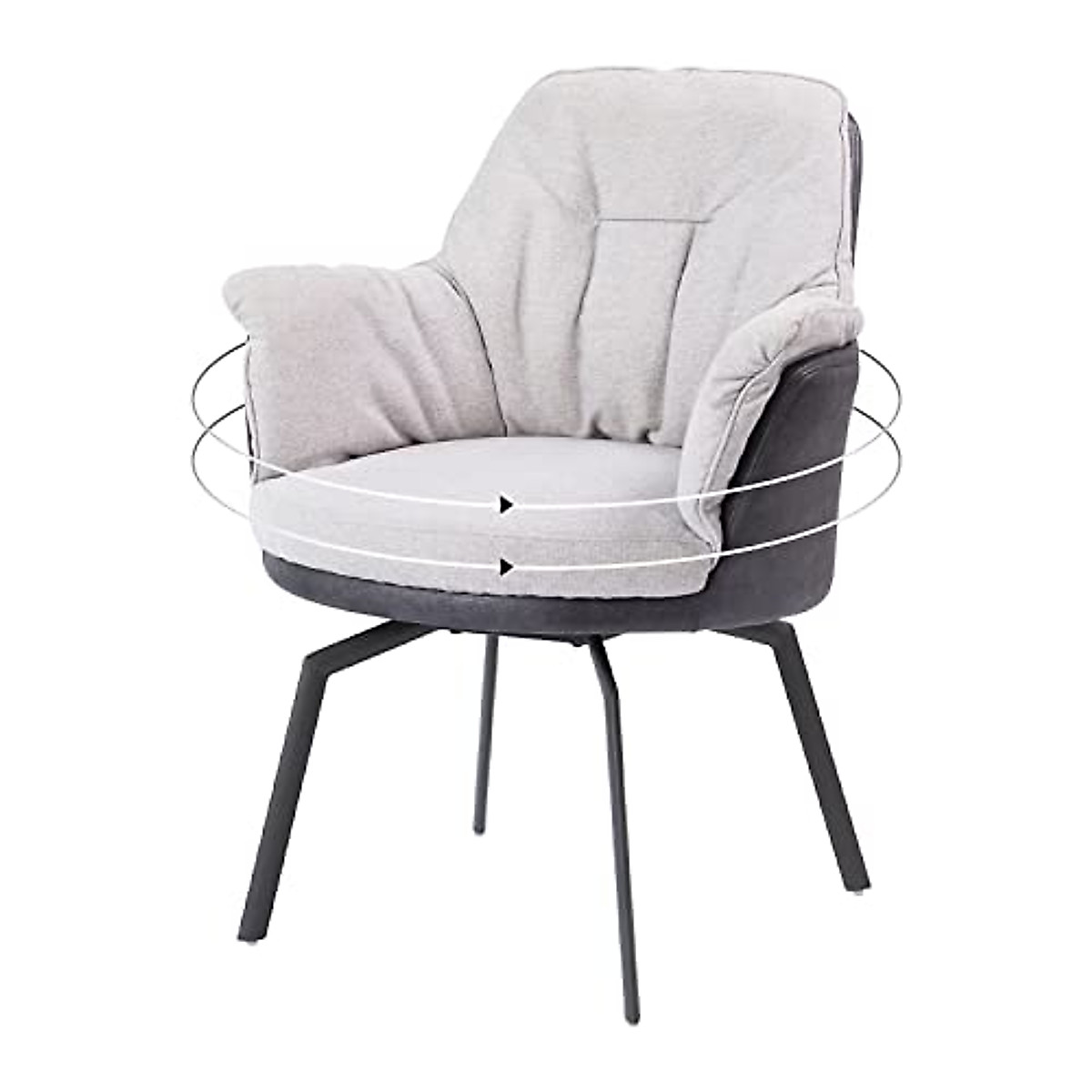 HIPIHOM Home Office Boss Chair, Modern Accent Chair,Ergonomic Armchair No Wheels but Swivel for Home Office Living Room Bedroom, Grey Chair, 17D x 18W x 34H Inch, (JD7549)