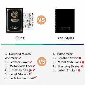 Simplified Daily Planner - The Perfect To Do List Notebook Notepad And Undated Office Supplies Checklist - Leather Daily Journal With Lock (Black)