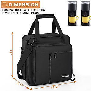 OUUTMEE Coffee Maker Carrying Bag Compatible with Keurig K-Mini or K-Mini Plus, Single Serve Coffee Brewer Portable Storage Bag with Extra Pockets, Storage Tote Case With Multiple Pockets for K-Cup