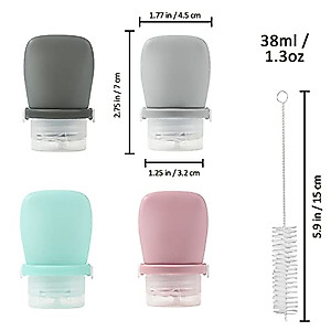 TACYKIBD 4Pcs Squeeze Salad Dressing Bottles, Leakproof Mini Sauce Condiment Bottles and Portable Dressing for Lunch with Bandage, Salad Dressing to Go Container with 2Pcs Cleaning Brush (38ml)