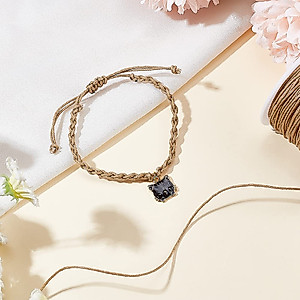 PH PandaHall 100 Yards 1mm Waxed Cotton Cord Thread Beading String for Bracelet Necklace Making Crafting Beading Macrame Vase Decor, Burlywood