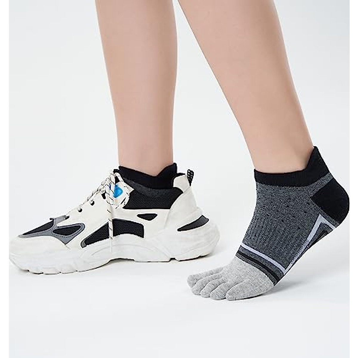 Men Toe Socks Cotton Low Cut No Show Athletic Running 5 Finger Wicking 6 Pack