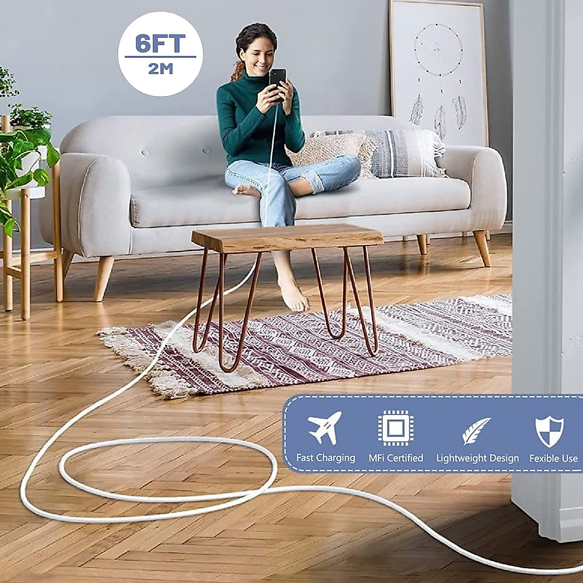 Susnwere iPhone 14 13 12 Charger Fast Charging, 2 Pack 20W Fast PD USB C Wall Charger Adapter with 3Pack 6Ft USB C to Lightning Cable (MFi Certified) for 14/14 Plus/14 Pro/14 Pro Max/13/ White