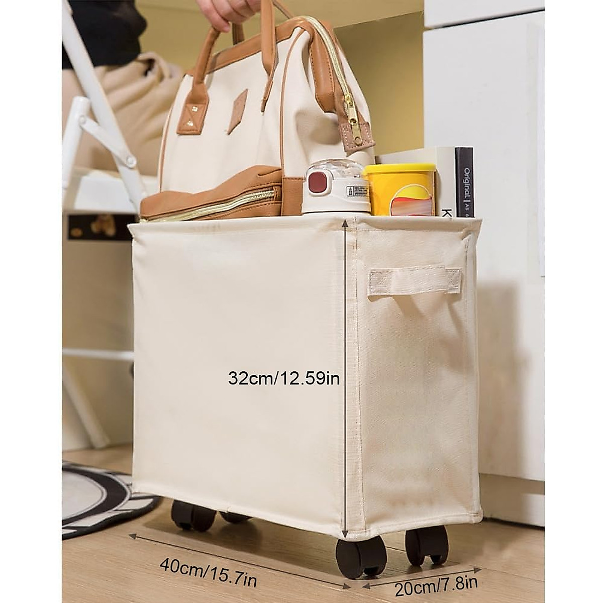 Under Desk Storage Basket For Work ,Mobile Rolling Cart ,Multipurpose Organizer, Storage Basket with Caster Wheels for Home Office School