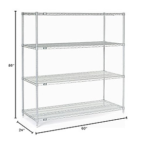 Stainless Steel Wire Shelving, 60"W x 24"D x 86"H