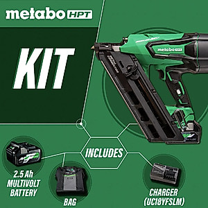 Metabo HPT 36V MultiVolt Cordless Metal Connector Nailer Kit | Accepts 1-1/2-Inch and 2-1/2-Inch Nails | Strap-Tite Probe Tip | NR3665DA