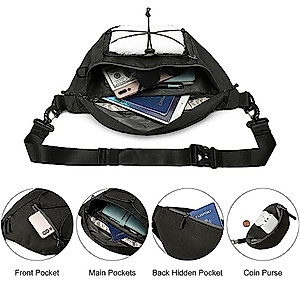 G4Free Sling Bag RFID Blocking Large Sling Backpack for Men Women Crossbody Chest Bag for Sports Hiking Traveling(Black)
