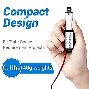 Electric Micro Linear Actuator 12V - 1.2" Stroke, 64N/14.4lb, Speed 0.6inch/s Mini Waterproof Motion Actuator Small 12 V DC, w/Mounting Brackets, for Sofa Robotic TV Table Cabinet Window Opener Lift