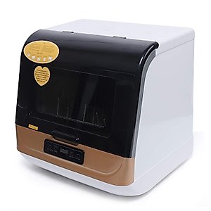 5 Litre Compact Portable Countertop Dishwasher 360° Streak Free Deep Clean, 4 Programs LED Light with Basket Fruit and Vegetable Washer, Small Apartments, Dorms & RVs