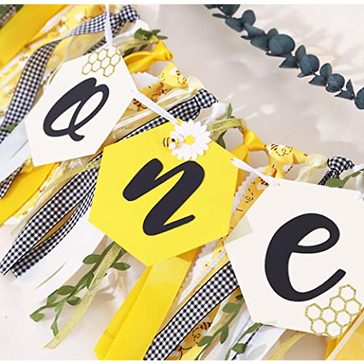 Bee Theme High Chair Banner for 1st Birthday - Happy 1st Bee Day Birthday Banner, First Birthday Decoration for Boys and Girls, Bumble Bee Themed Birthday Party Decoration