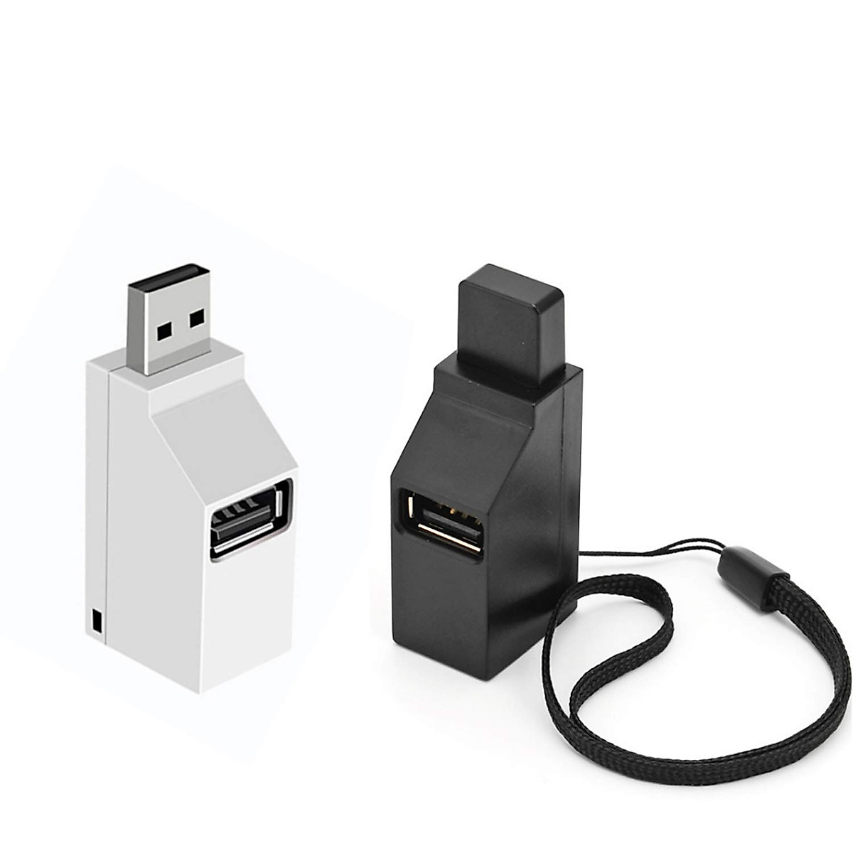 LIXINTIAN[2 Pack ] USB2.0 Splitter, 3-Port USB 3.0 Hub, for Notebook, USB Flash Drives, Mobile HDD, Laptop, PC - White Black