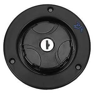 Aramox Water Inlet Lock Fit for Motorhome Caravan Boat Car, Water Locking Cap with Lock Gravity Modification Parts(Black)