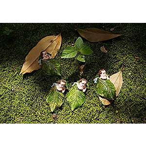 Danmu 4Pcs of Polyresin Mini Size Sleeping Fairy Miniature Figurines, Fairy Garden Accessories, Fairy Garden Supplies, Fairy Garden Animals for Fairy Garden, Bonsai Craft Decor 1 4/5" x 9/10" x 1/2"