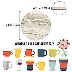 Adorever 6 Pcs Coasters for Drinks with Holder, Absorbent Drink Coaster Marble Style Ceramic Cup Coasters for Coffee Table Tabletop Protection, Coaster Set Housewarming Gift New Home Kitchen Decor