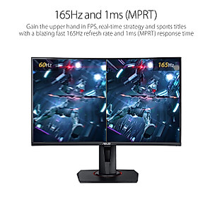 ASUS TUF Gaming VG27VQ 27” Curved Gaming Monitor 165Hz Full HD (1920 X 1080) 1ms Elmb Eye Care DisplayPort HDMI Dual-Link DVI-D (Renewed)