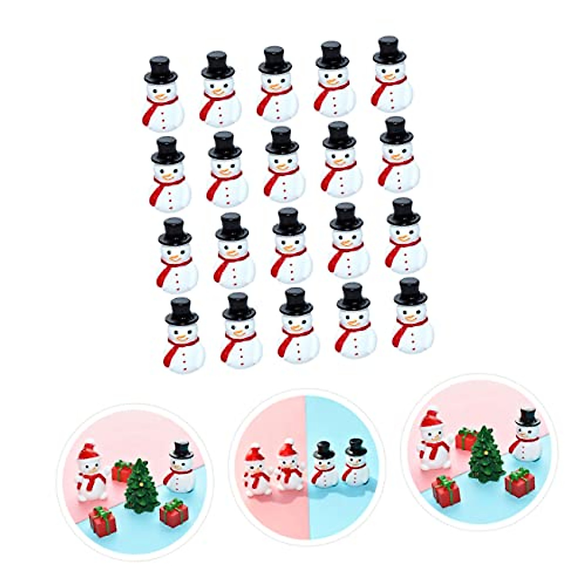 Abaodam 60 Pcs Mini Snowman DIY Snow Globes Embellishments for Crafting Cake Decor Miniatures for Crafts Tiny Ornaments Christmas Mini Snowman Figures Birthday Party Supplies Charm