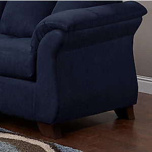 Roundhill Furniture Aruca Navy Blue Microfiber Pillow Back Love Seats,