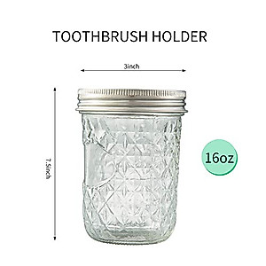 Bathroom Accessory Set 4 Pcs Glass Bathroom Decor Jar Soap Dispenser Toothbrush Holder 2 Apothecary Jars Farmhouse Decor Bathroom Home Decor Craft (Silver)