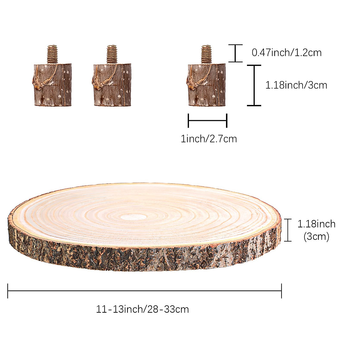 Caydo 11-13 Inch Wood Slice with Legs for Wedding Table Centerpieces, Woodland Themed Parties, Family Gathering, Baby Showers, Housewarming